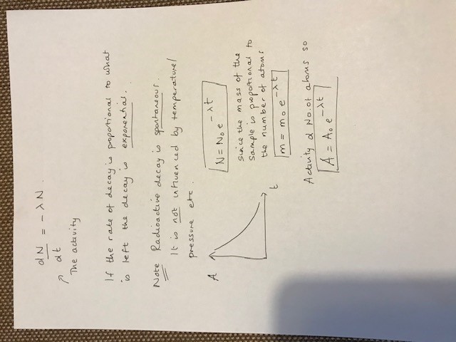 Radioactivity - Activity, the decay constant and half life — Gateways ...