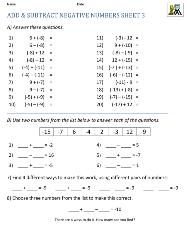 Add subtract negatives homework — Gateways School Add subtract negatives homework — Gateways School