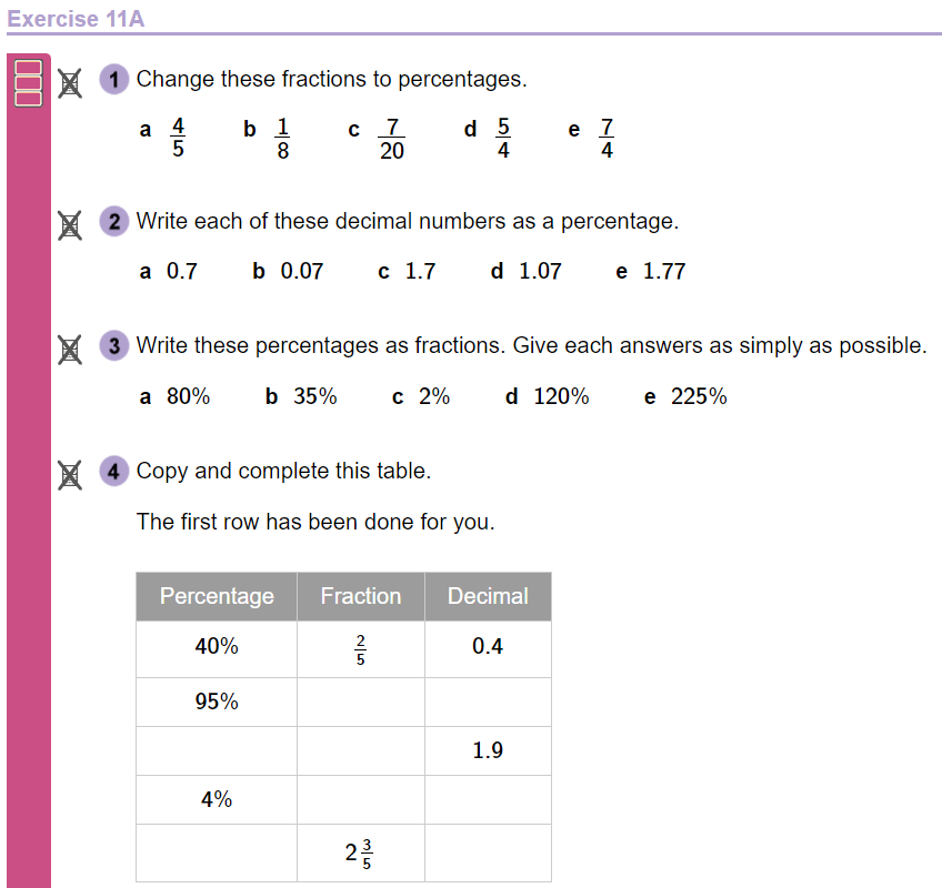 Equivalent fractions and percentages — Gateways School