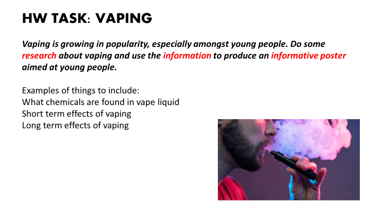 HW: vaping — Gateways School